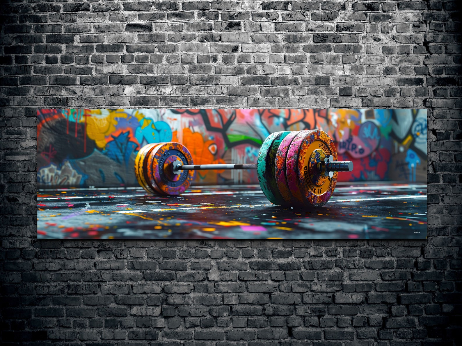 Panoramic Graffiti Barbell Canvas Wall Art - Etsy