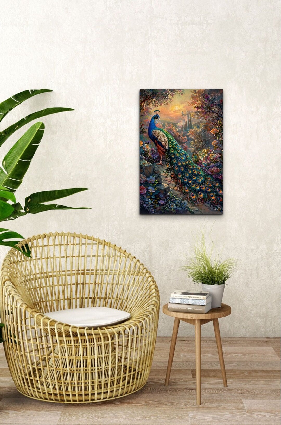 Vintage Style Peacock Wall Decor, Canvas Wall Print, Painting Style ...