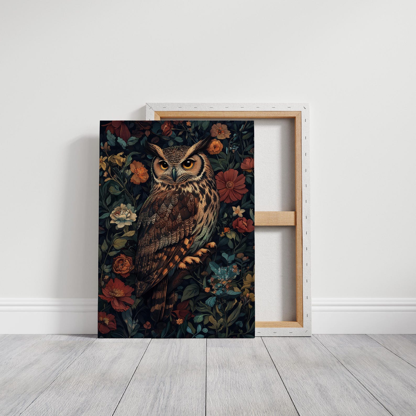 Owl Canvas Wall Art – Framed Nature Decor, Rustic Owl Painting With ...