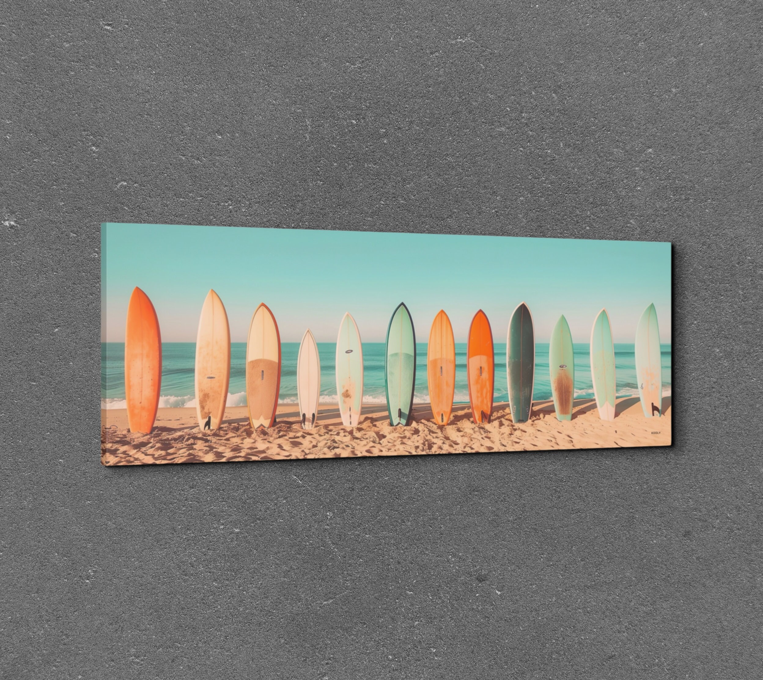 Pastel Color Palette Surfboard Lineup Ready to Hang Panoramic Canvas ...