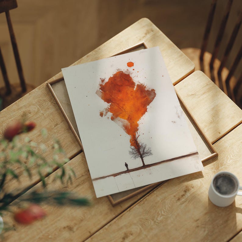 Man Beside Tree Ablaze With Color - Etsy UK