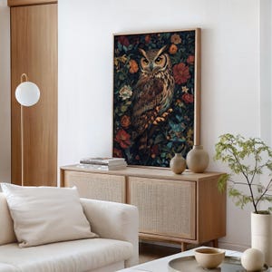 Owl Canvas Wall Art – Framed Nature Decor, Rustic Owl Painting With ...