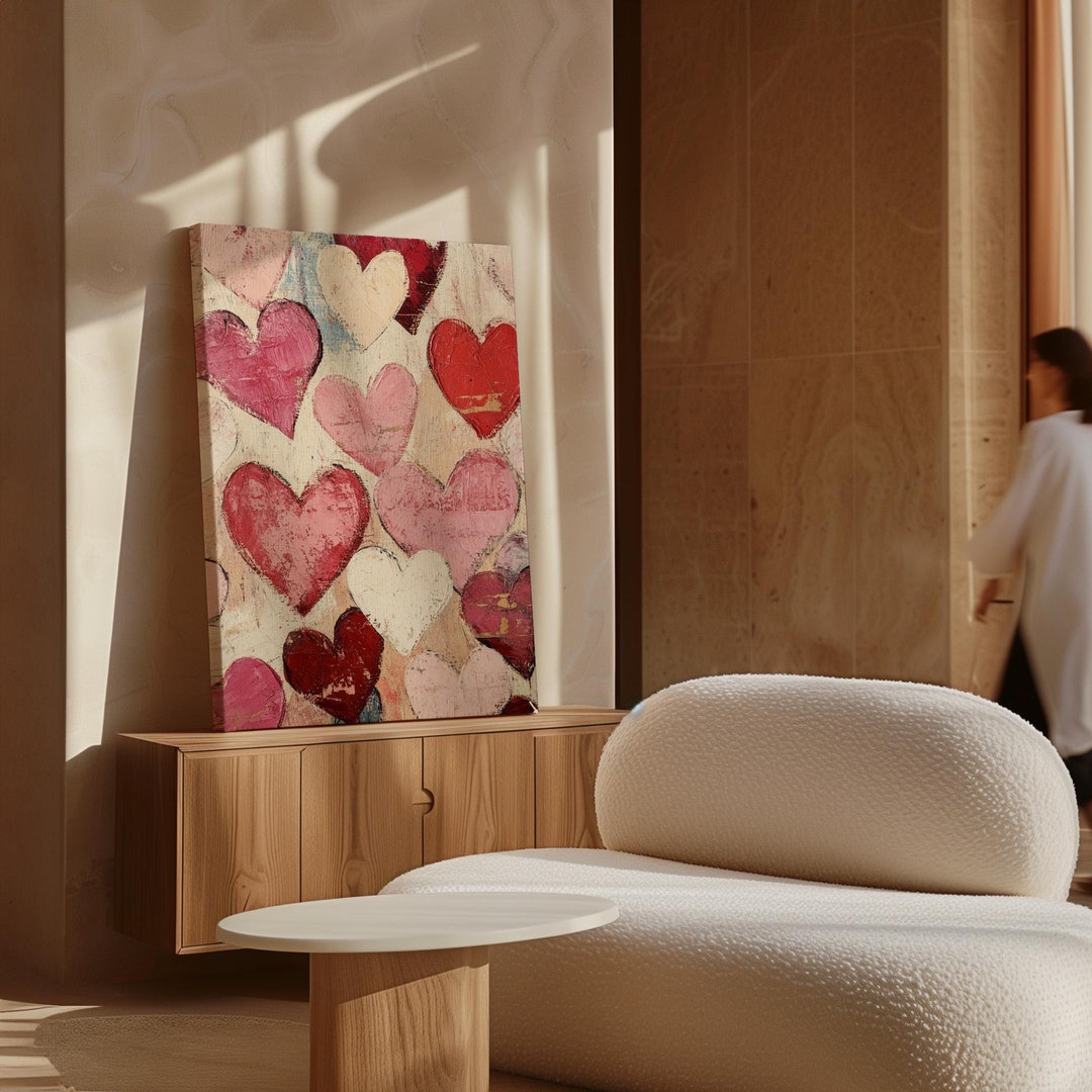 Abstract Heart Canvas Art - Textured Multicolor Love Wall Decor ...