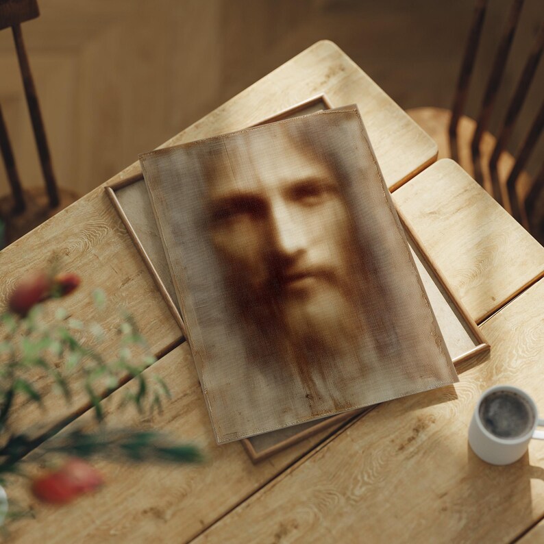 Shroud of Christ Inspired Art | Sacred Face of Jesus on Aged Cloth for ...