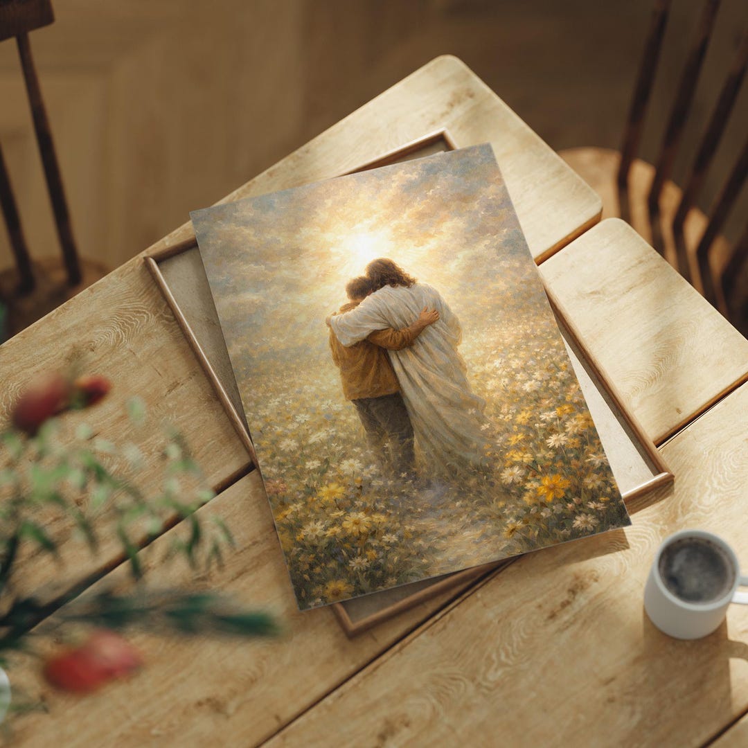 Jesus Embrace Canvas Wall Art | Christ Walking With You Painting ...