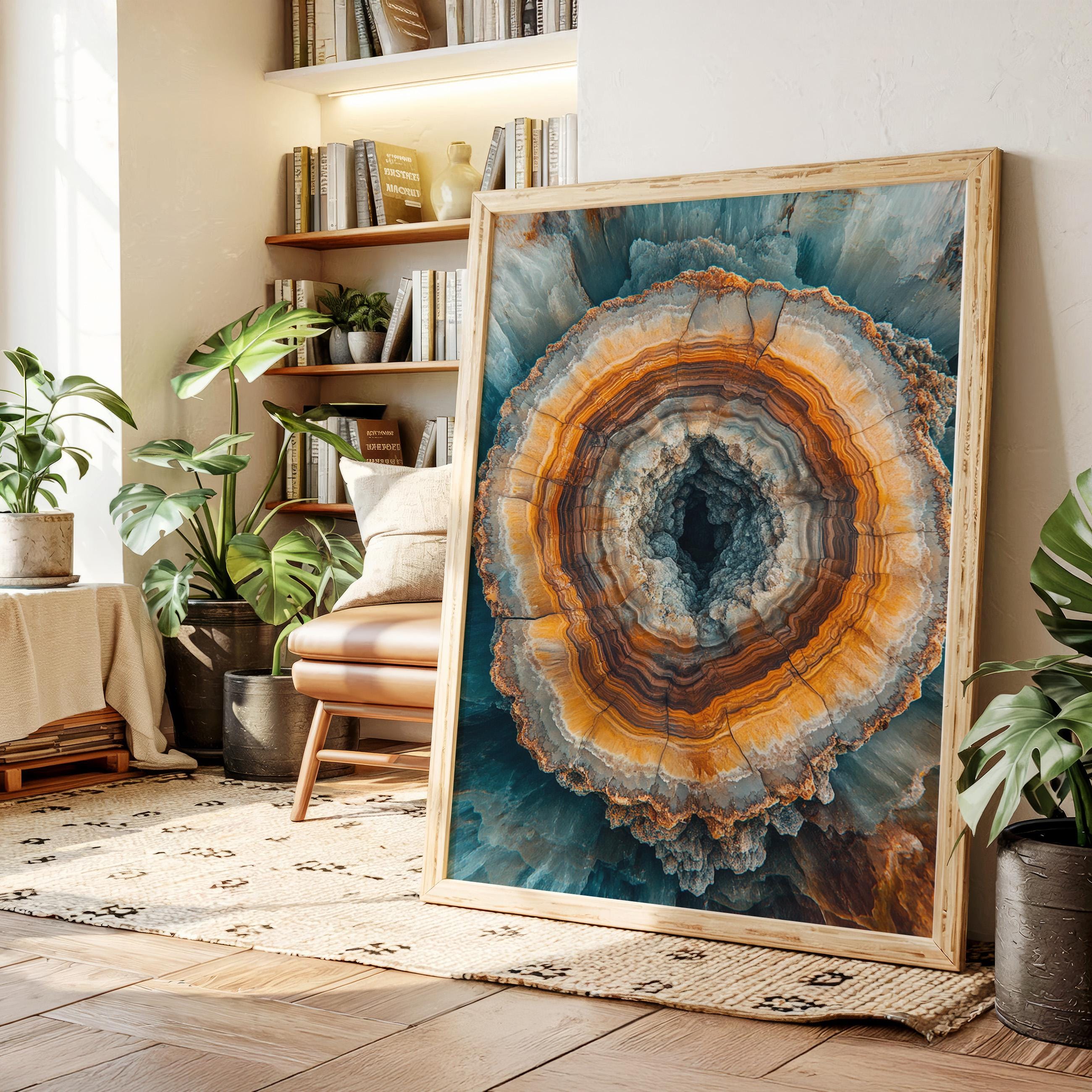 Geode Cross Section Canvas Wall Art – Abstract Earth Tones Crystal Ring ...