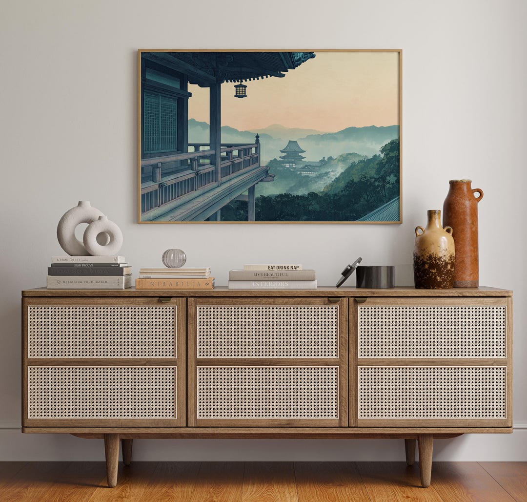 Japanese Temple Wall Art - Serene Kyoto Landscape Print - Traditional ...