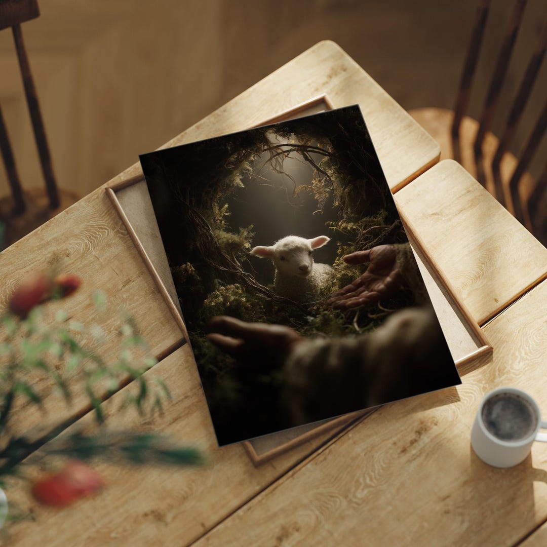 Lamb in Light With Guiding Hands in Soft Sacred Scene - Etsy