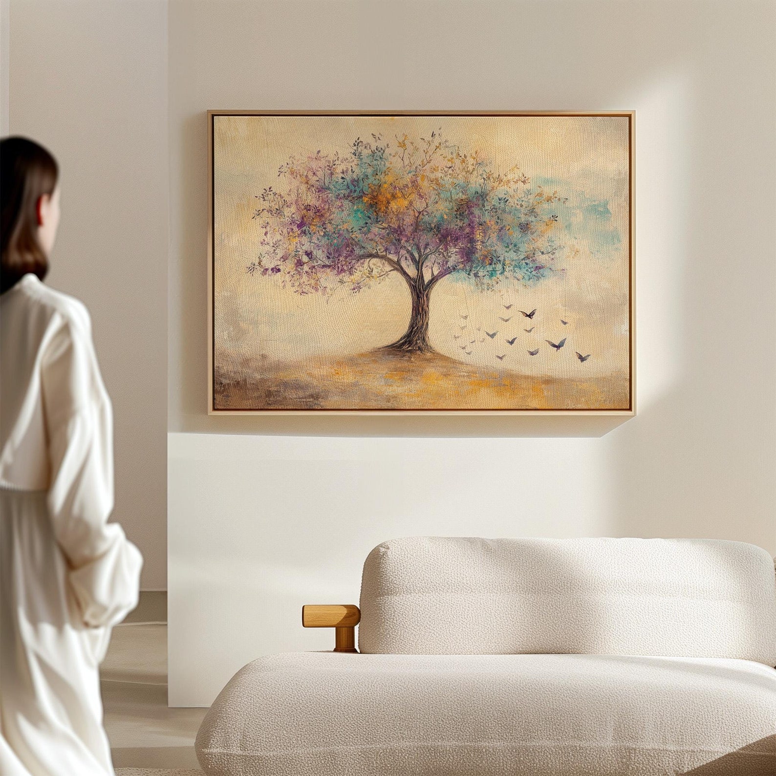 Elegant Abstract Tree Canvas Wall Art - Soothing Pastel Design With ...