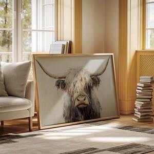 Highland Cow Canvas Wall Art | Rustic Farmhouse Animal Print | Neutral ...
