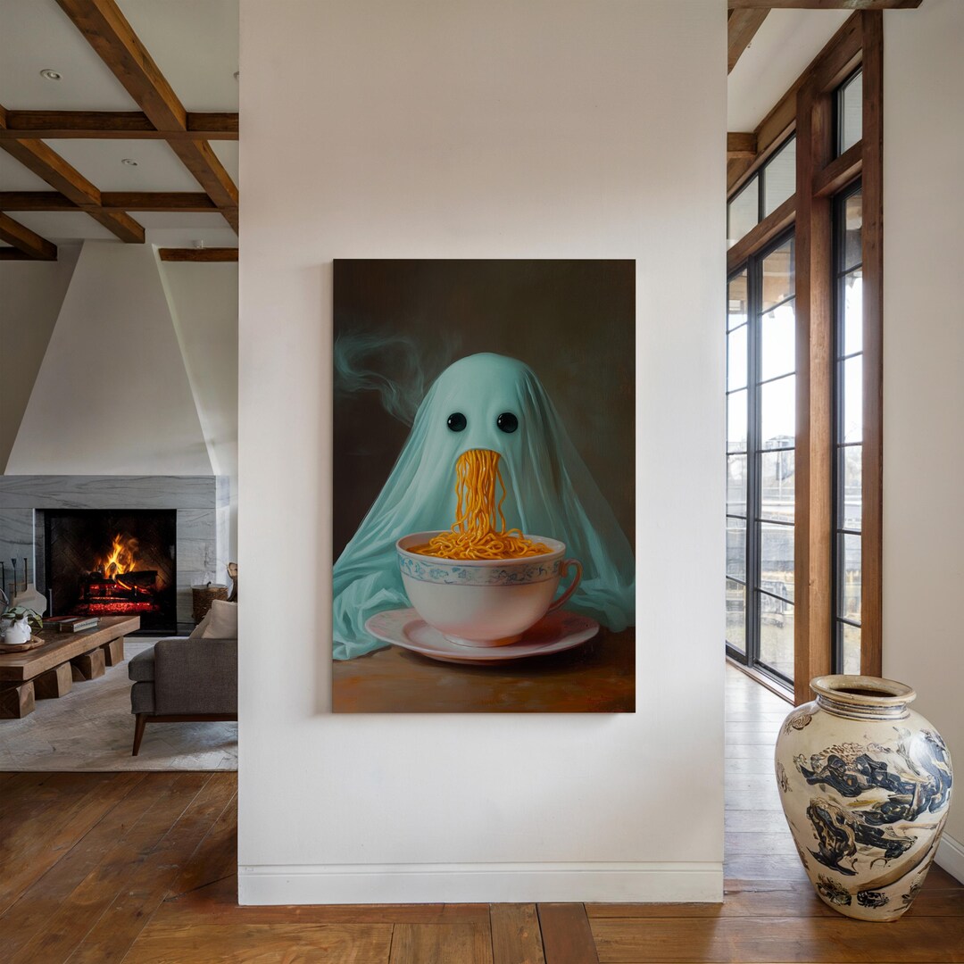 Spaghetti Ghost Art Print | Funny Halloween Wall Decor | Whimsical ...