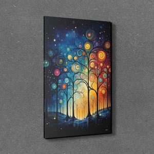 Colorful Tree Canvas Wall Art, Colorful Trees With Twisted Branches ...