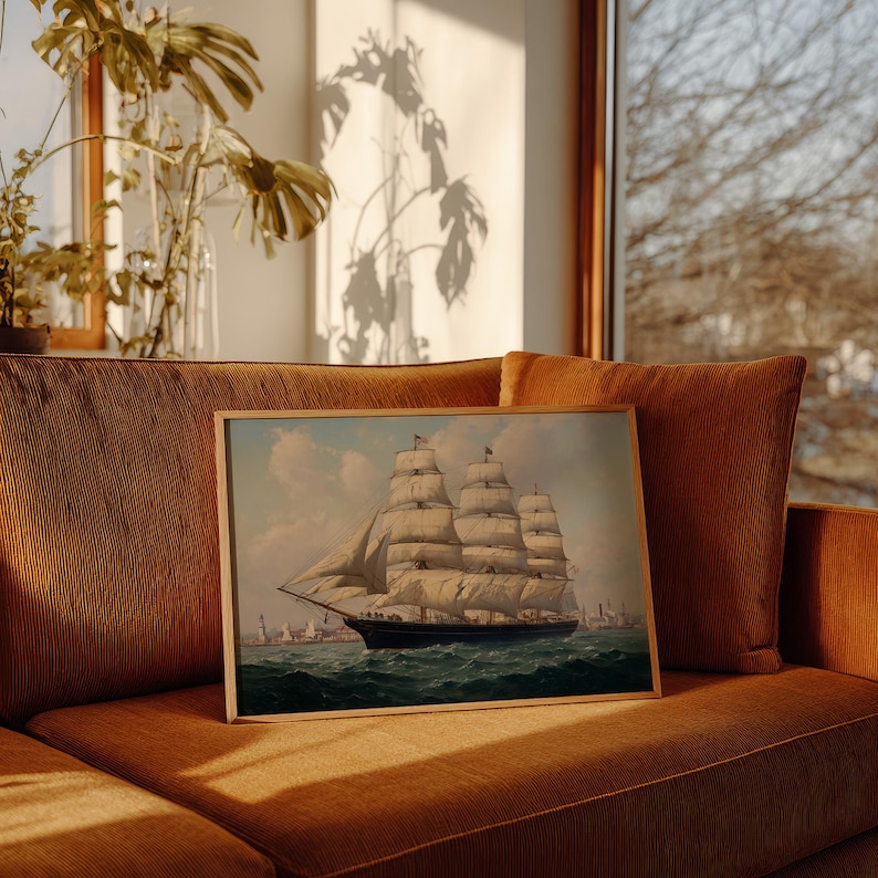 Classic Tall Ship Sailing Coastal Waters - Etsy