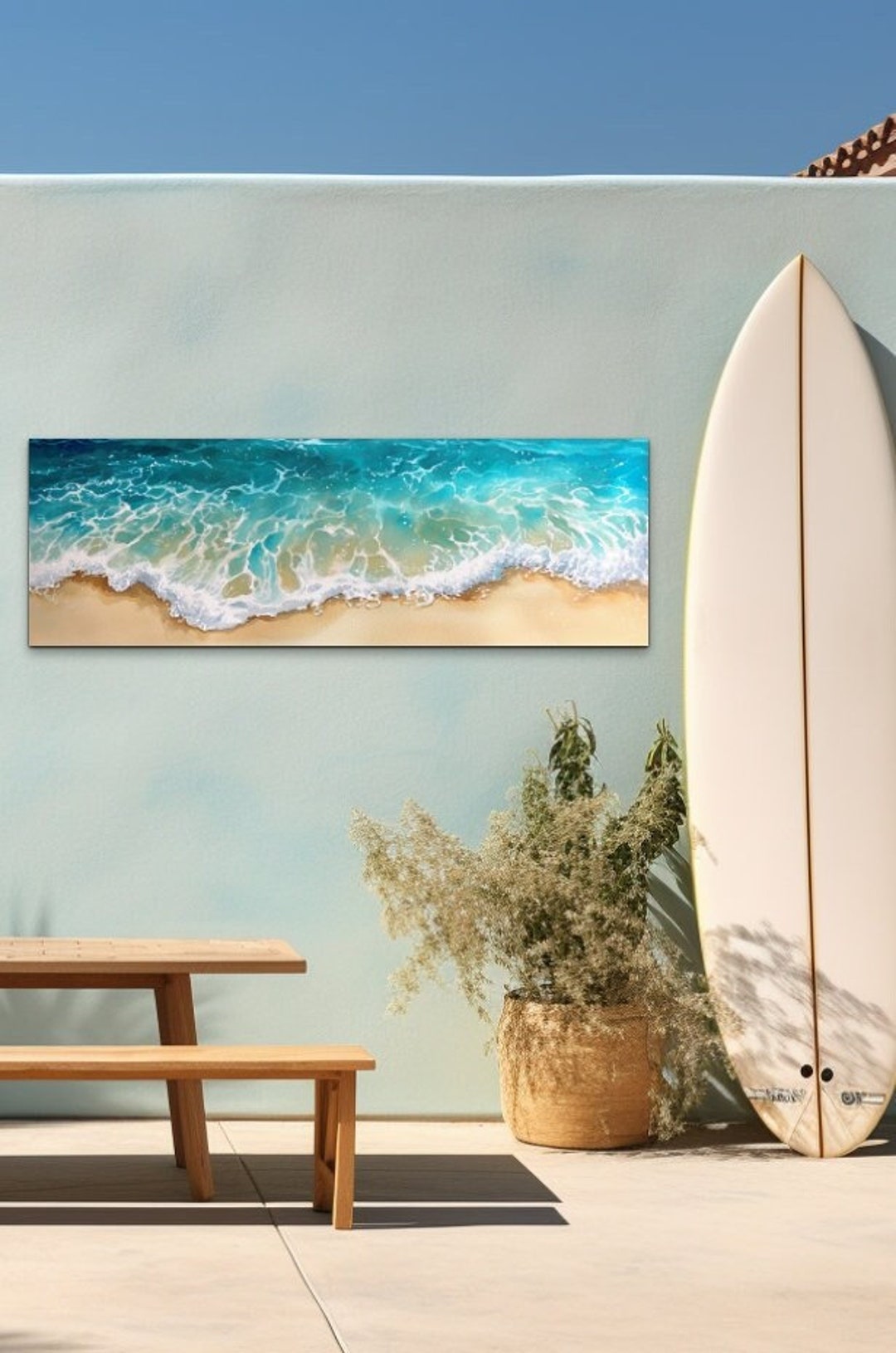 Panoramic Watercolor Ocean Wave Canvas Wall Art - Etsy