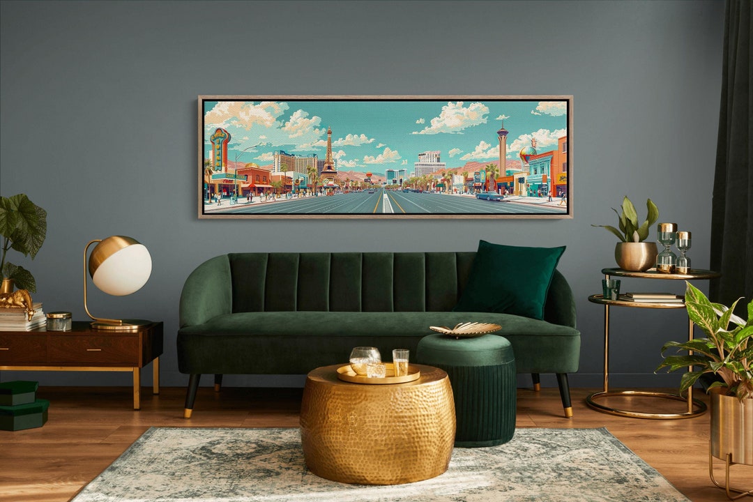 Las Vegas Strip Mid Century Modern Panoramic Canvas Wall Art - Etsy
