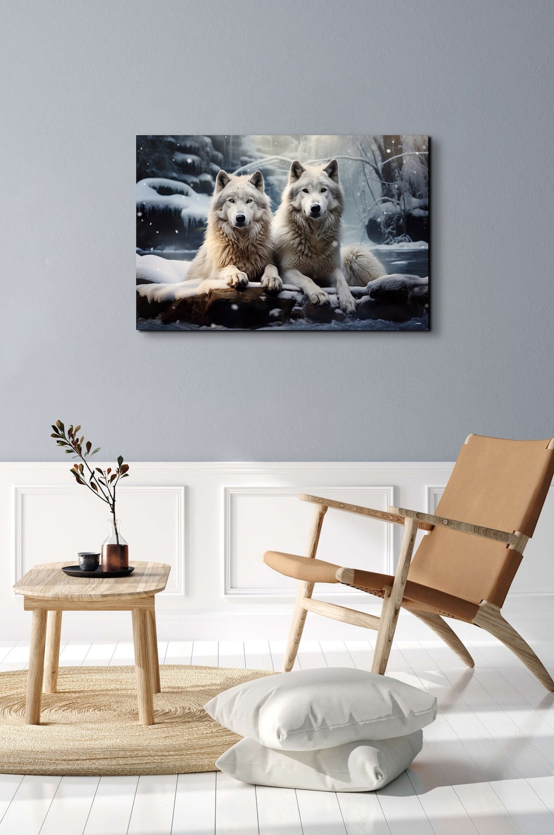 Wolf Canvas Wall Art Wolf Print 2 White Wolves Animal Wall Decor ...