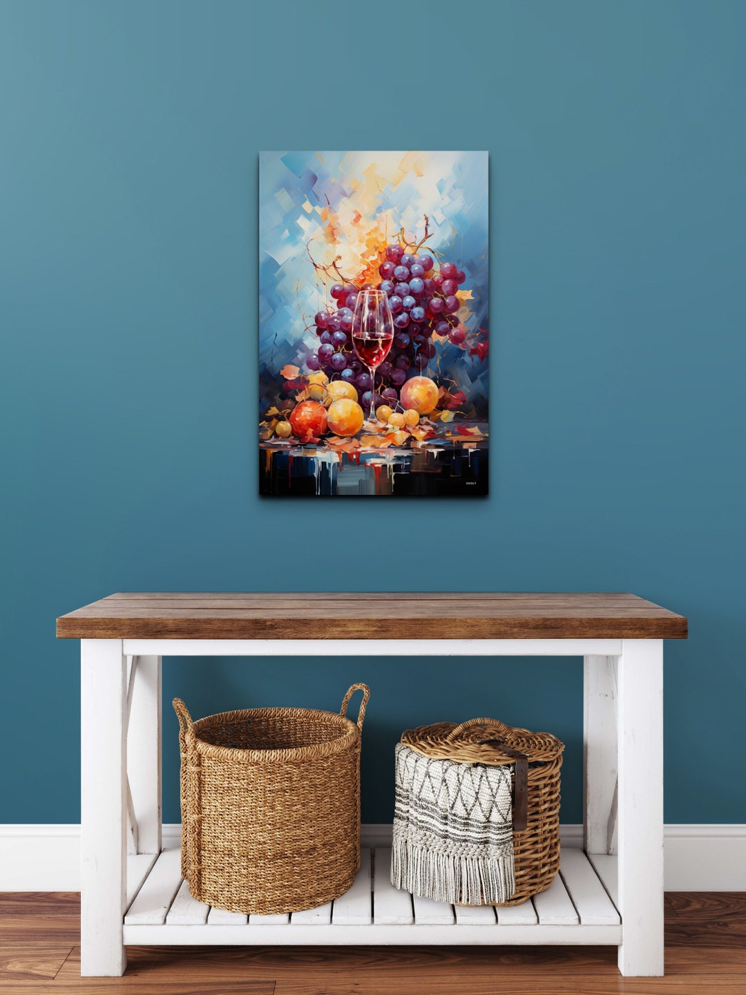 Wine and Grapes Canvas Wall Art, Romantic Wall Art, Woman Waves Wall ...