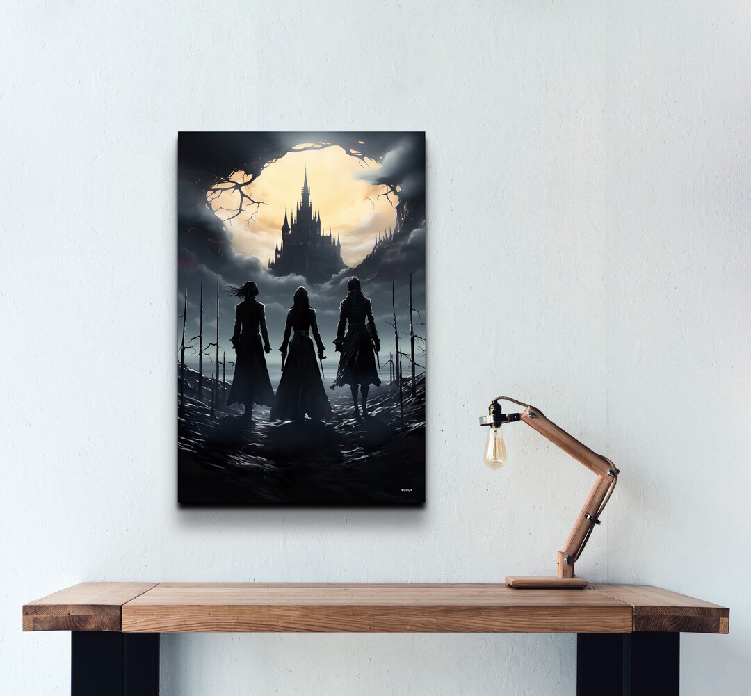 Three Vampires in Front of Castle, Wicken Art, Halloween Art, Spooky ...