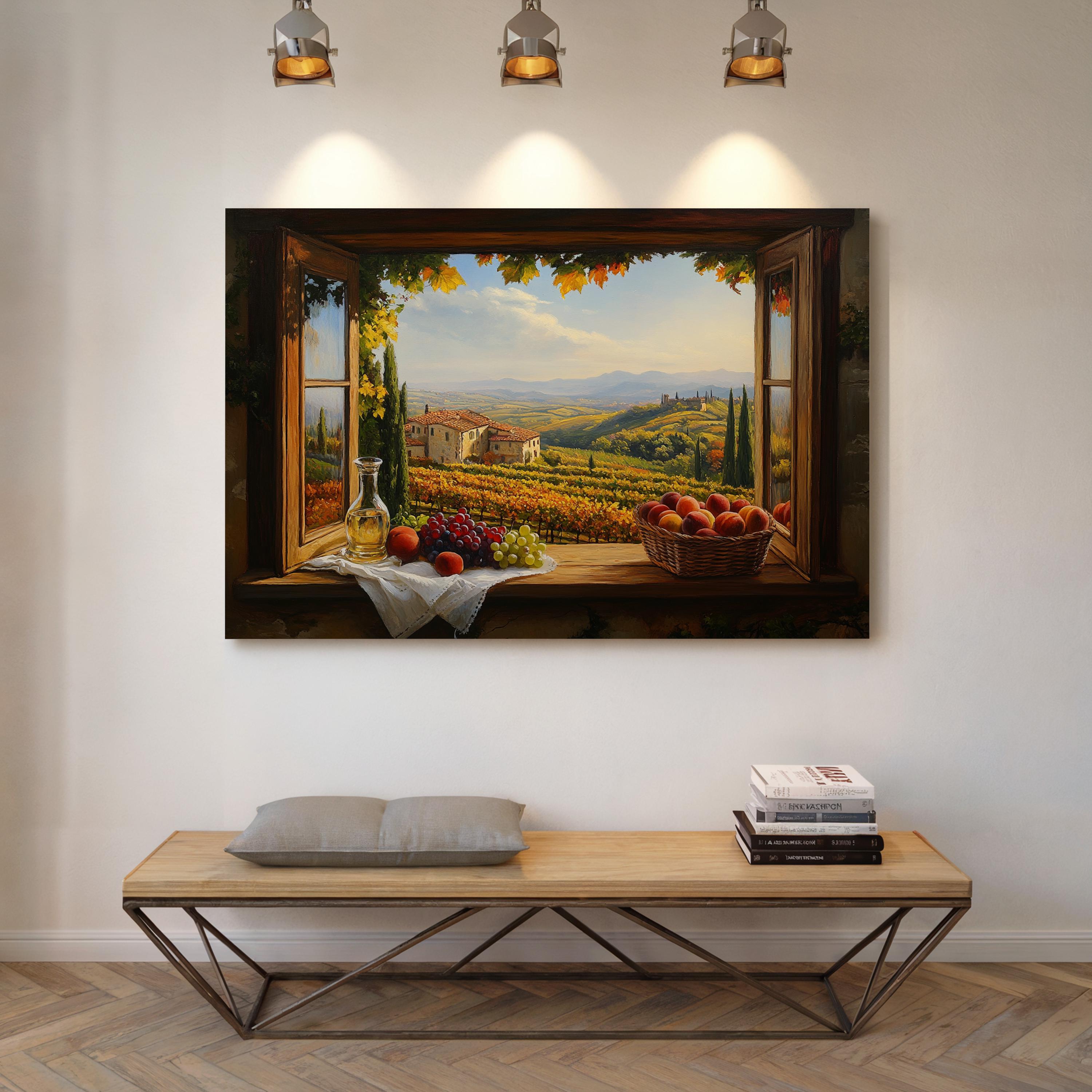 Tuscany Window View Wall Art | Italian Countryside Vineyard Landscape ...