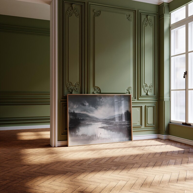 Moody Black and White Lake Landscape - Etsy UK