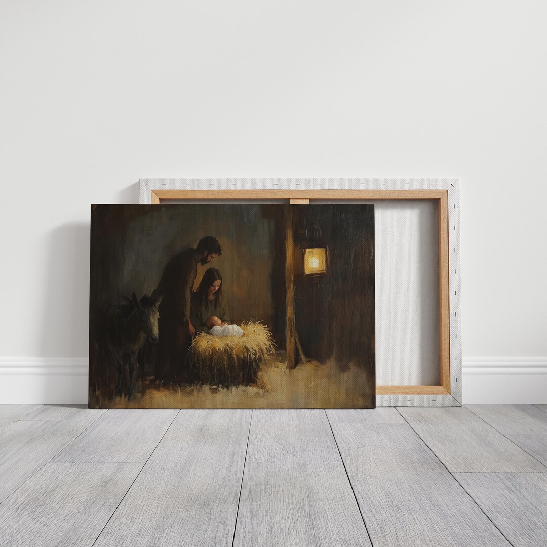 DIGITAL DOWNLOAD Christian Nativity Jesus in the Manger Ready to Hang ...