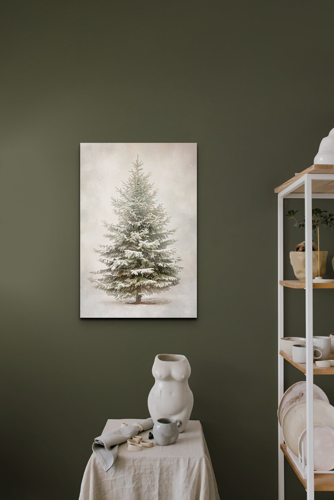 Christmas Tree Ready to Hang Canvas Wall Art, Christmas Art, Pine Tree ...
