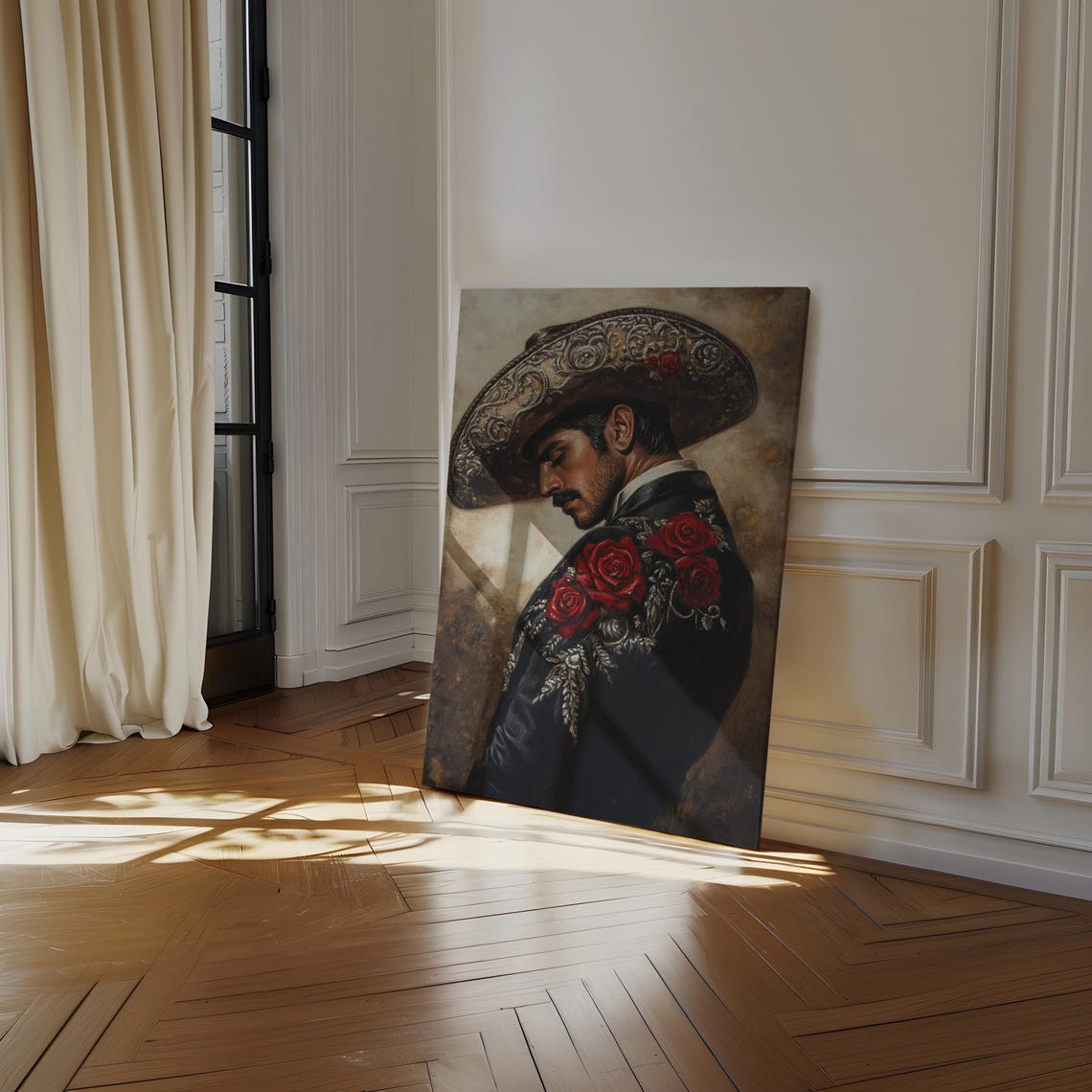 Mexican Charro Canvas Art, Vintage Oil Painting, Elegant Mariachi Decor ...