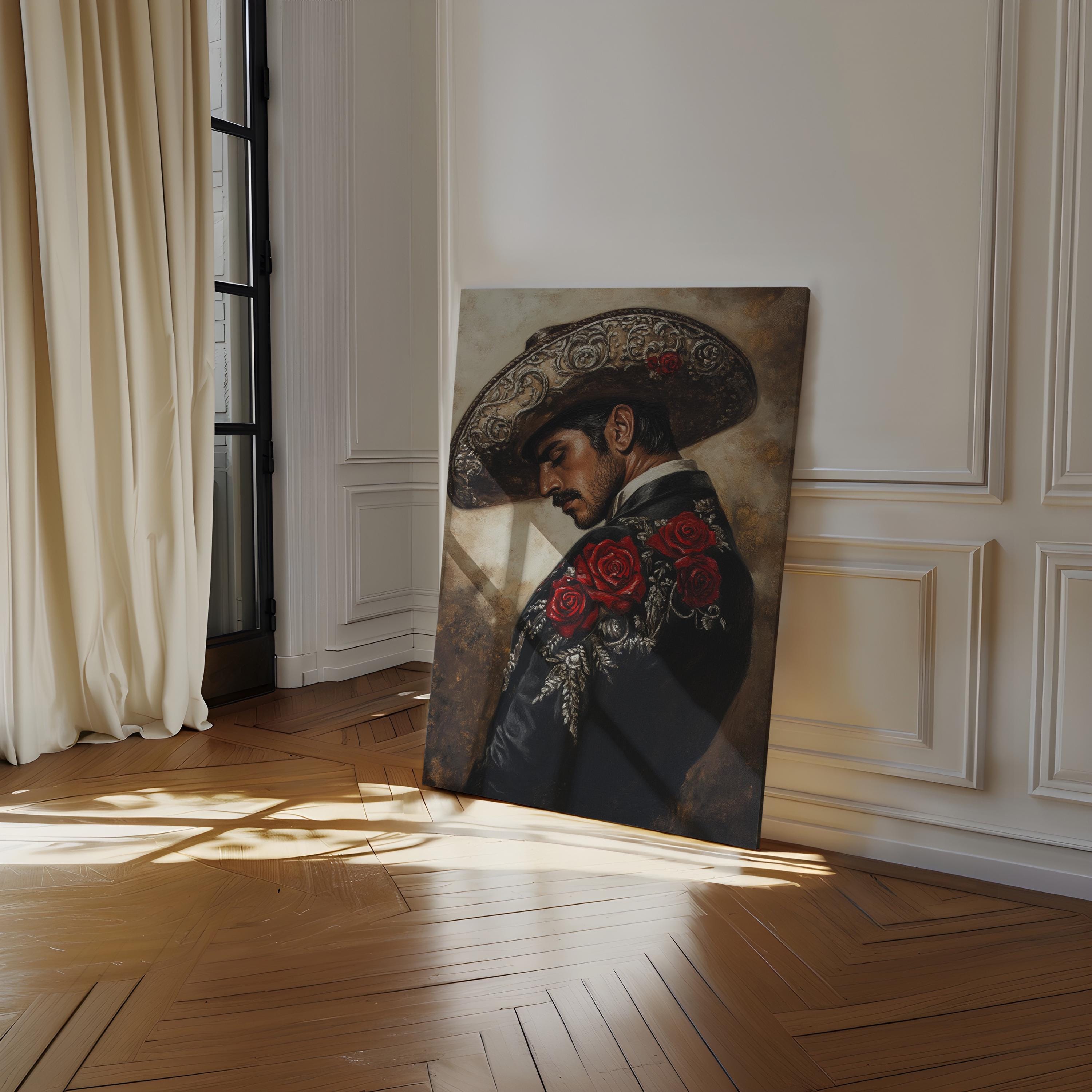 Mexican Charro Canvas Art, Vintage Oil Painting, Elegant Mariachi Decor ...