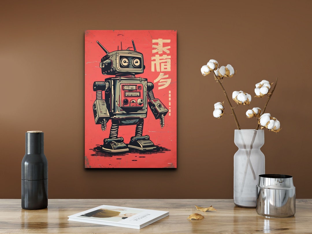 1950s Style Atomic Fallout Robot Cartoon, Robot Art, Ready to Hang ...