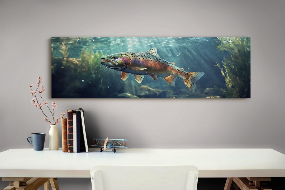 Rainbow Trout Wall Art, Fly Fishing Decor, Underwater Nature Print ...
