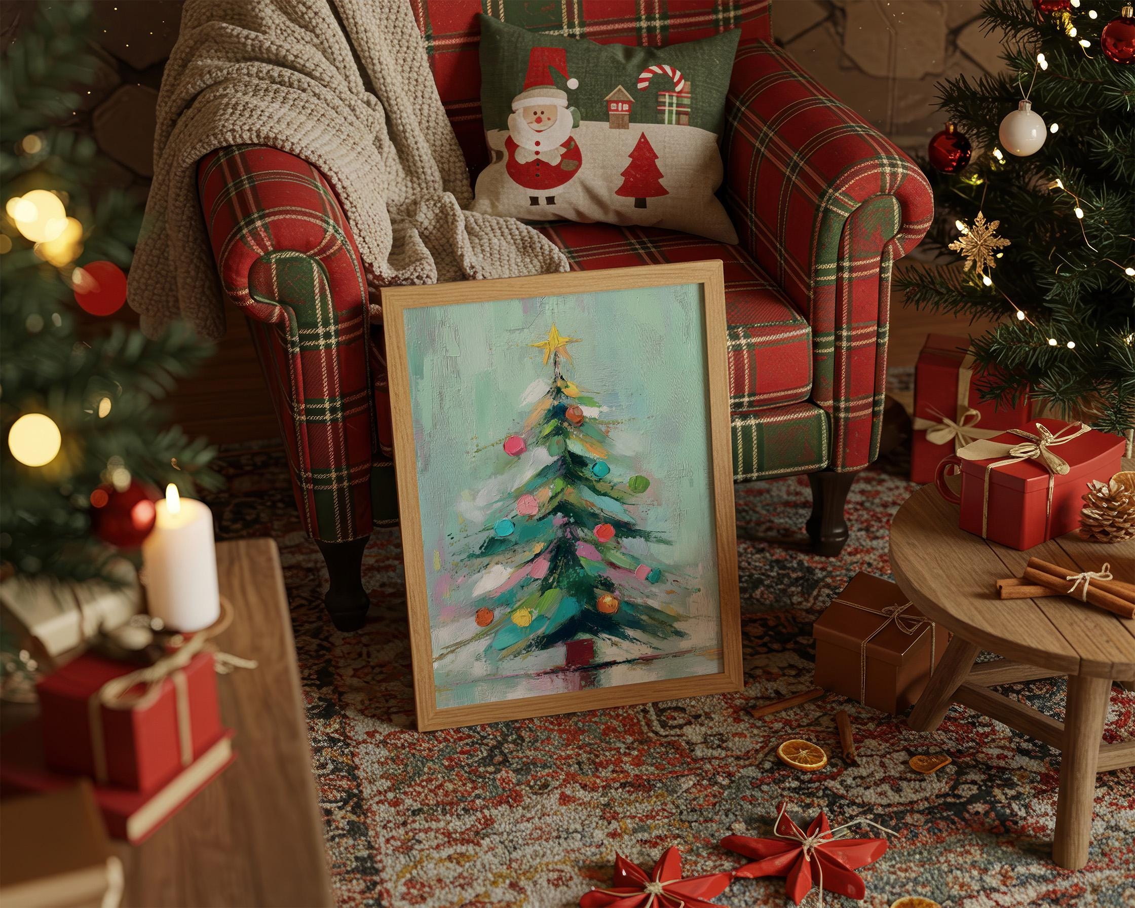 Abstract Christmas Tree Painting With Bold Colors - Etsy