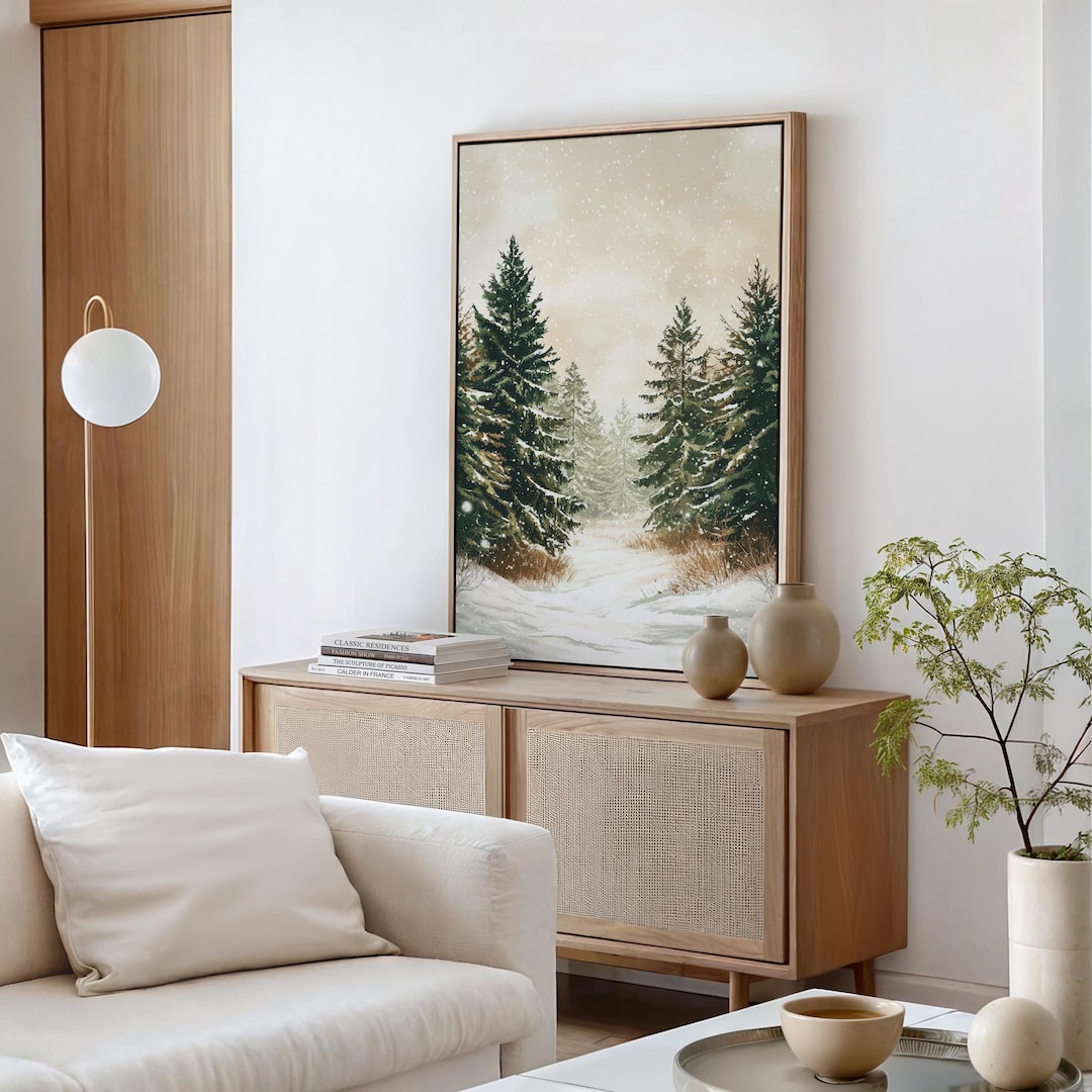 Snow Crusted Primitive Christmas Trees in the Forest Ready to Hang ...