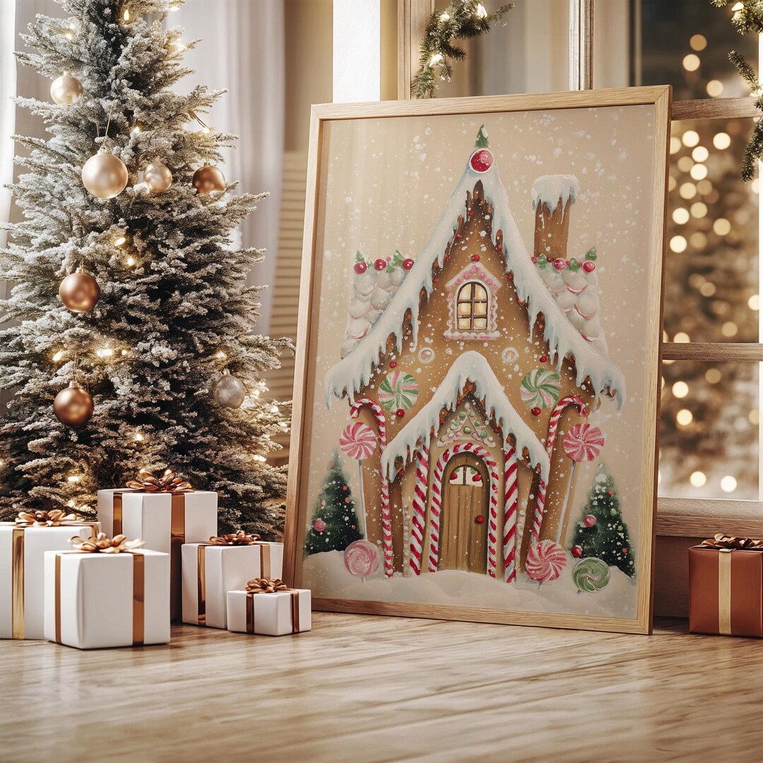 Whimsical Gingerbread House Christmas Wall Art - Etsy