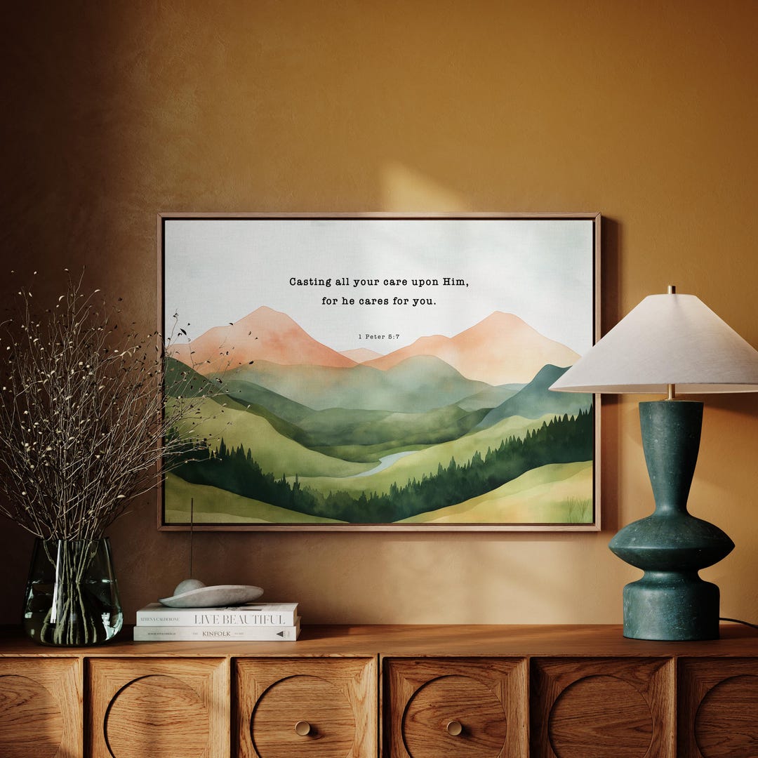 1 Peter 5:7 Christian Wall Art Print, "casting All Your Care Upon Him ...