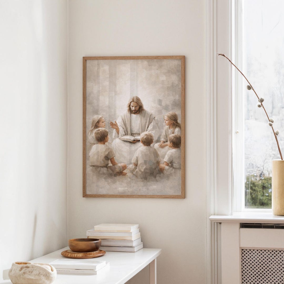 Jesus Teaching Children With Open Scripture | Gentle Faith-inspired ...