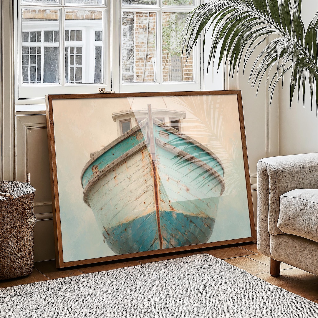 Weathered Teal Fishing Boat Bow With Rustic Coastal Charm - Etsy
