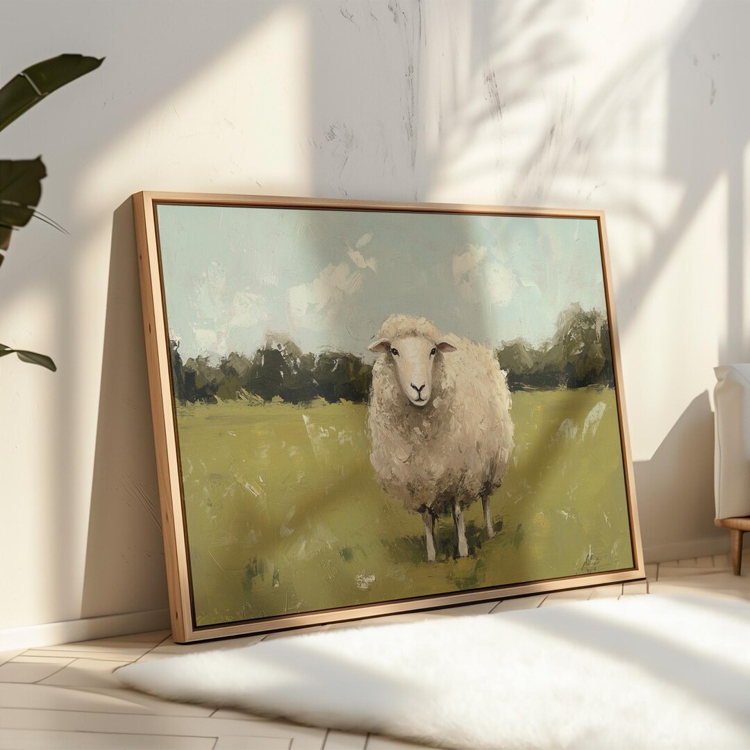 Rustic Sheep Canvas Art, Farmhouse Animal Wall Decor, Vintage Pastoral ...