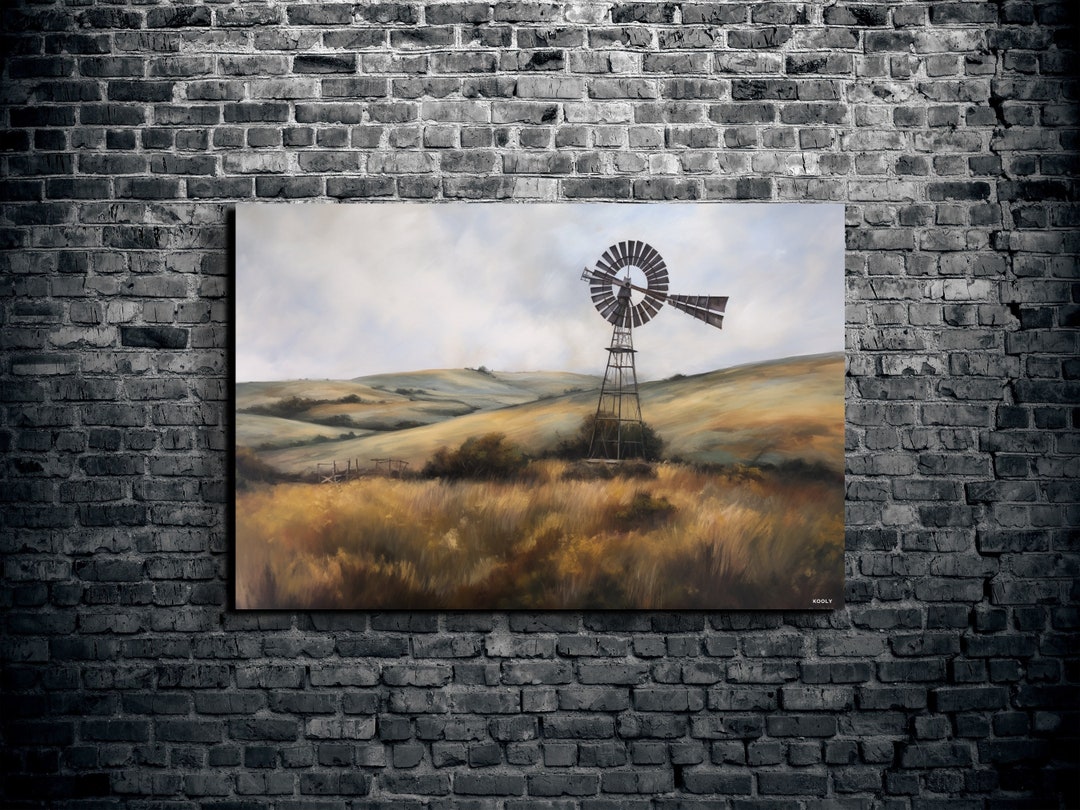 Abandoned Windmill Canvas Art, Oil Painting Style Print, Vintage ...
