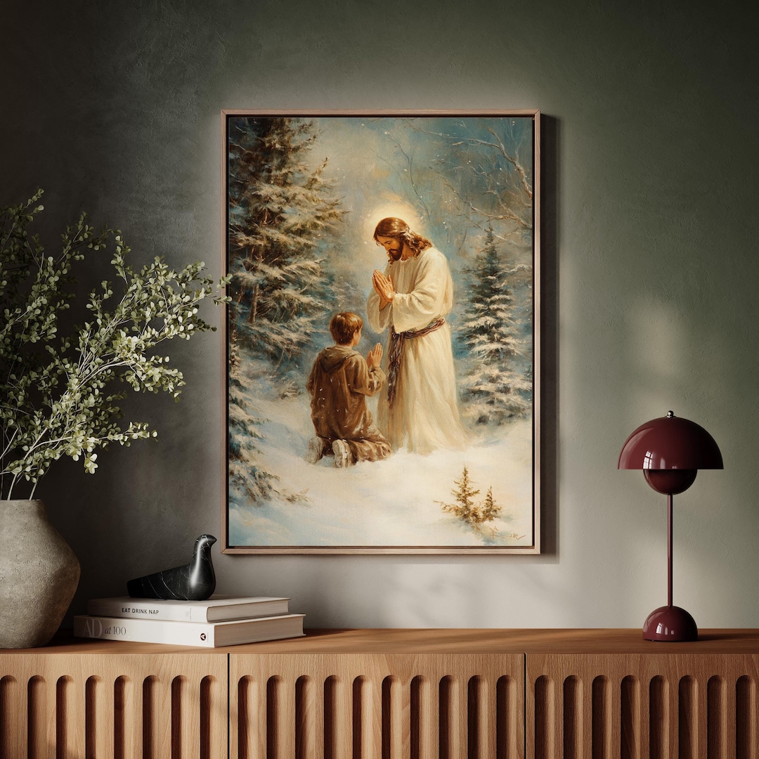 Jesus Praying With Child in Snow - Inspirational Winter Christian ...