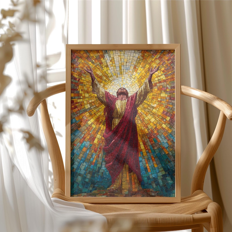 Christ in Glory | Vibrant Stained Glass Mosaic of Jesus With Radiant ...