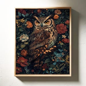 Owl Canvas Wall Art – Framed Nature Decor, Rustic Owl Painting With ...