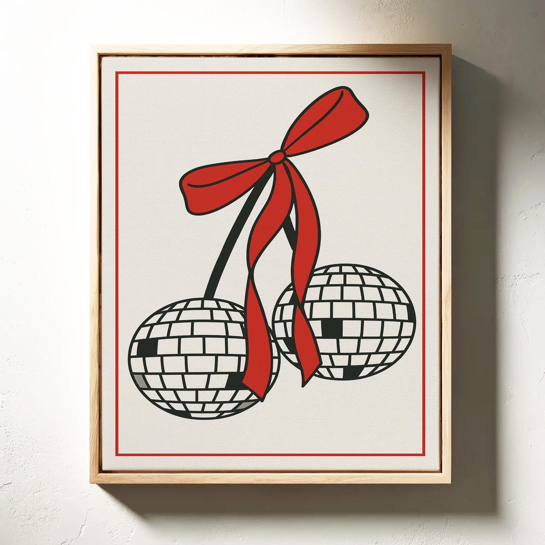 Retro Red Disco Cherry Art Print - Etsy