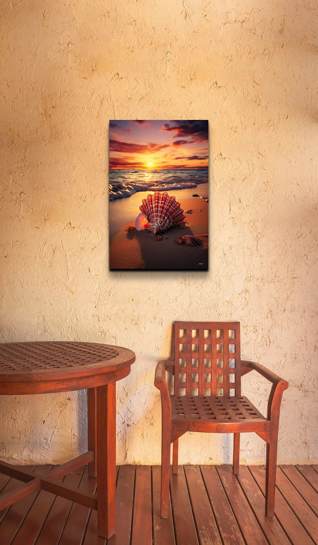 Sea Shell on the Beach Canvas Art Print, Ocean Beach Artwork Gallery ...