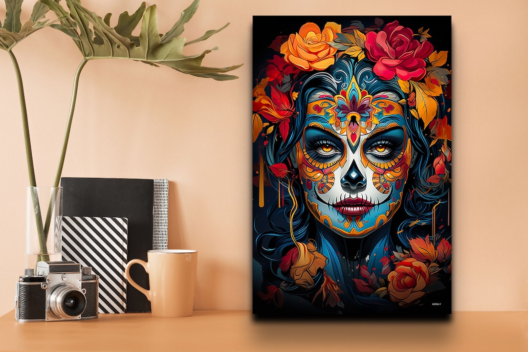 Day of the Dead Canvas Wall Art, Dia De Los Muertos Wall Art - Etsy