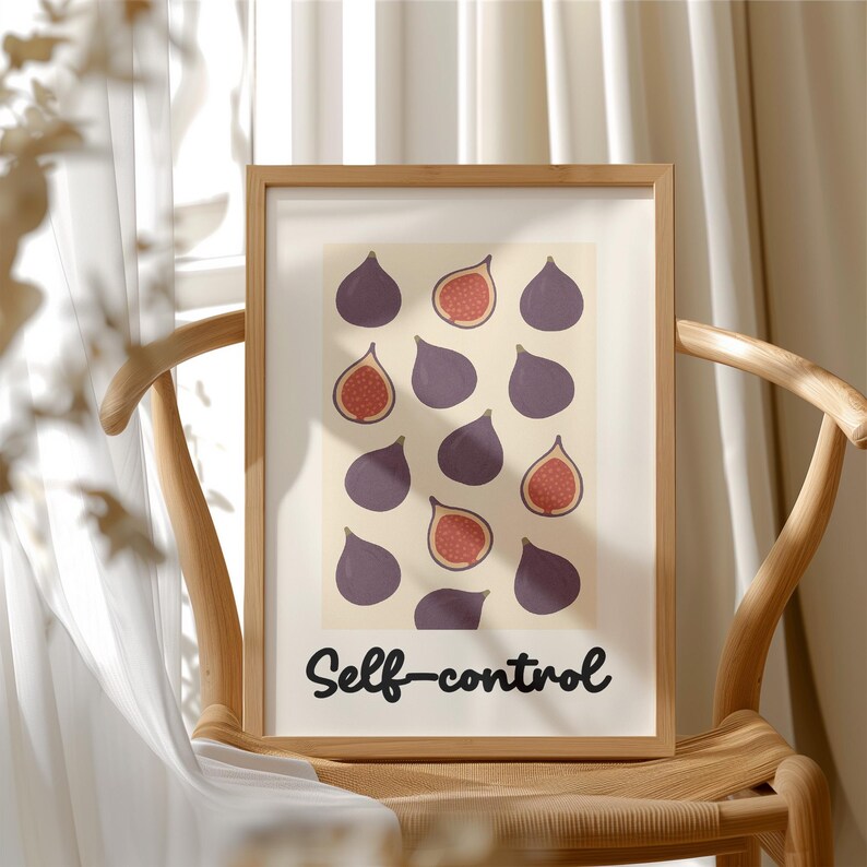 Fig Self-control Fruit Wall Art | Deep Purple Minimalist Print for ...