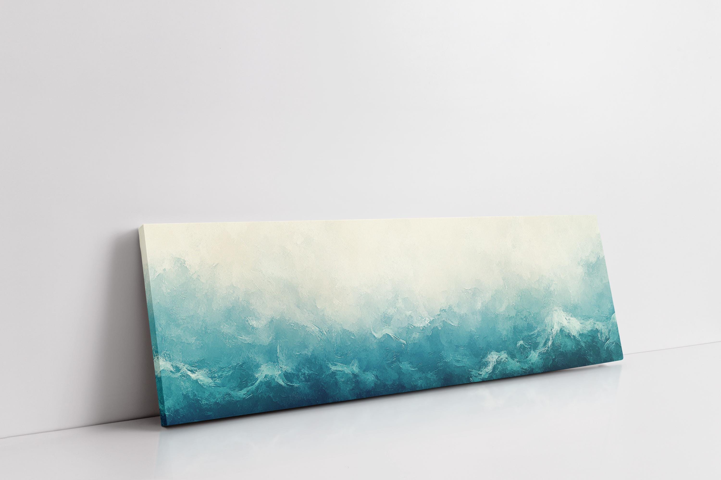 Abstract Ocean Wave Canvas Print, Coastal Wall Art, Blue Seascape ...