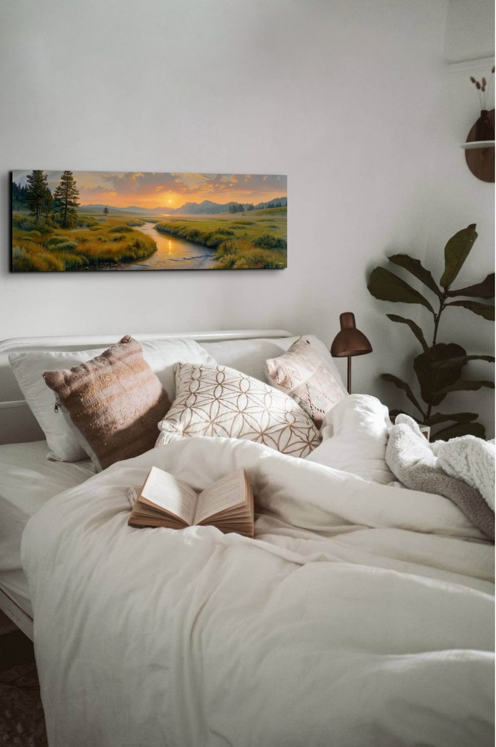Yellowstone Canvas Wall Art Print, National Park Art, Mountain Art ...