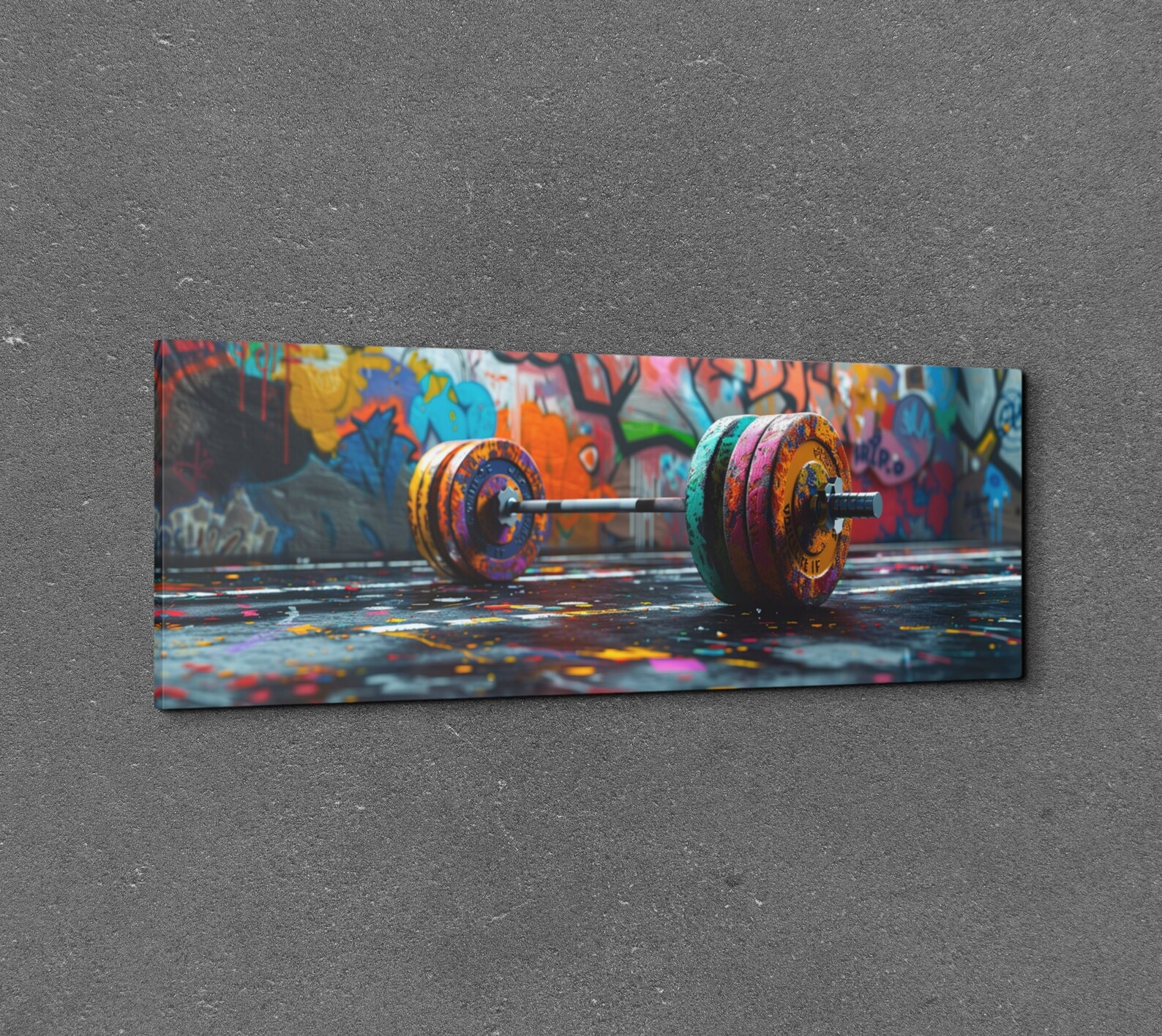 Panoramic Graffiti Barbell Canvas Wall Art - Etsy