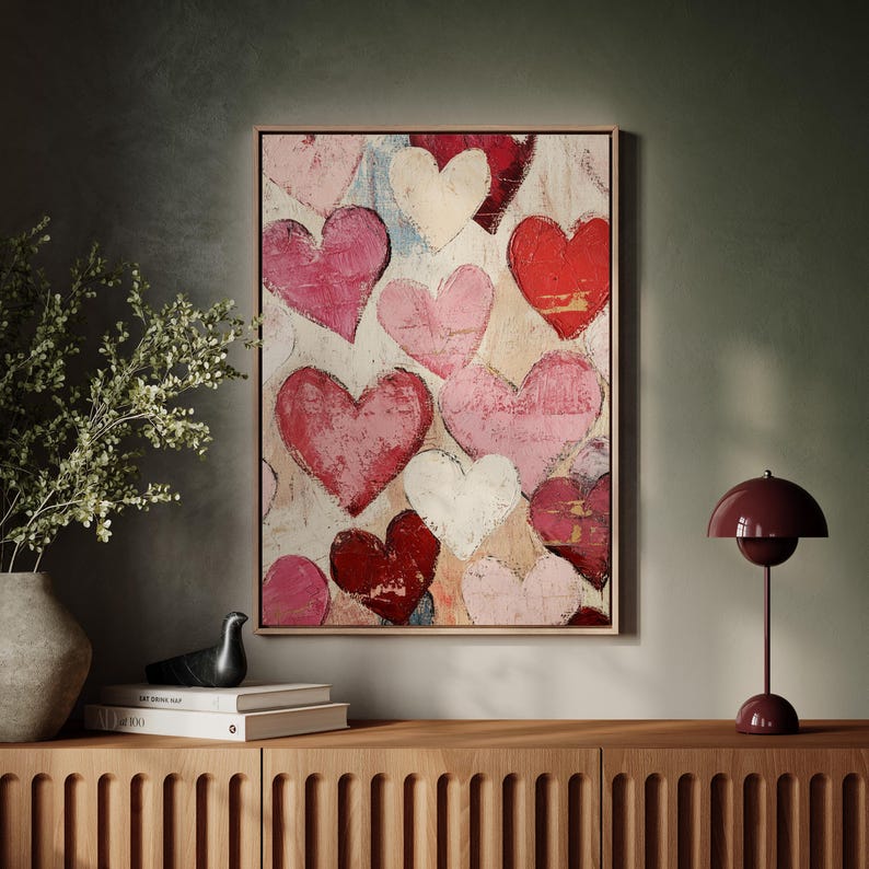 Abstract Heart Canvas Art - Textured Multicolor Love Wall Decor ...