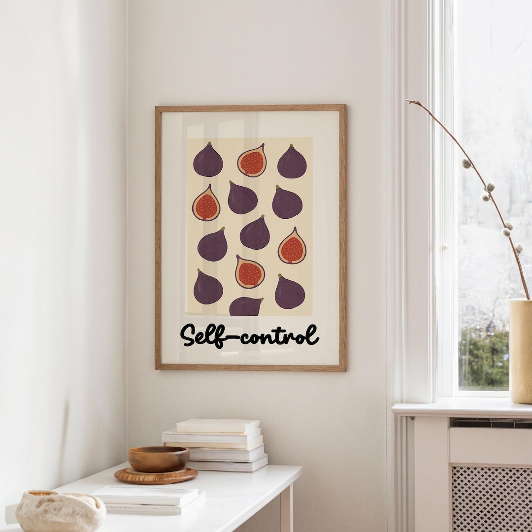 Fig Self-control Fruit Wall Art | Deep Purple Minimalist Print for ...